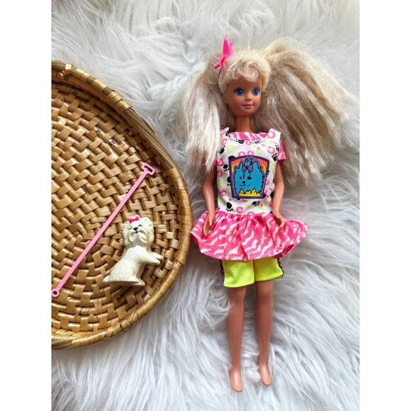 Barbie | Toys | Vintage Pet Pals Skipper Barbie Doll Blue Puppy White ...